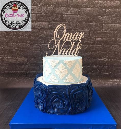 Damask And Ruffles Engagement Cake Decorated Cake By Cakesdecor