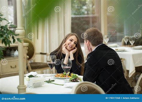 Seducing Beautiful Woman Looking At Her Lover Having Romantic Talk