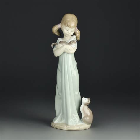 Винтажная фарфоровая статуэтка Девочка с котёнком и кошкой Lladro 5743 Dont Forget Me купить за