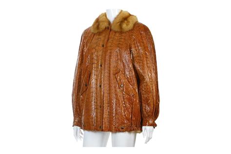 Lot 139 Python Skin And Mink Jacket Tan Python Skin