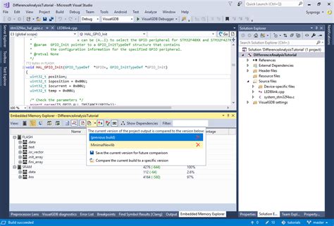 Comparing Memory Footprints Of Different Project Versions Visualgdb Tutorials