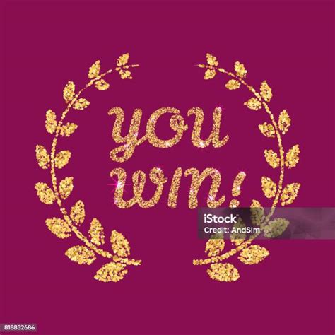 당신은 승리 월계관과 레터링 반짝 벡터 일러스트입니다 경쟁에 대한 스톡 벡터 아트 및 기타 이미지 경쟁 대회 래플