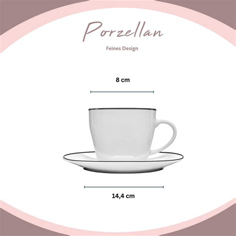 SÄnger Porzellan Kaffeetassen Set Bilgola Black Rim 12 Tlg Sänger