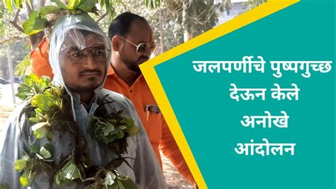 सोलापूर संभाजी ब्रिगेडच्या वतीने अंगावर जलपर्णी घालून केले
