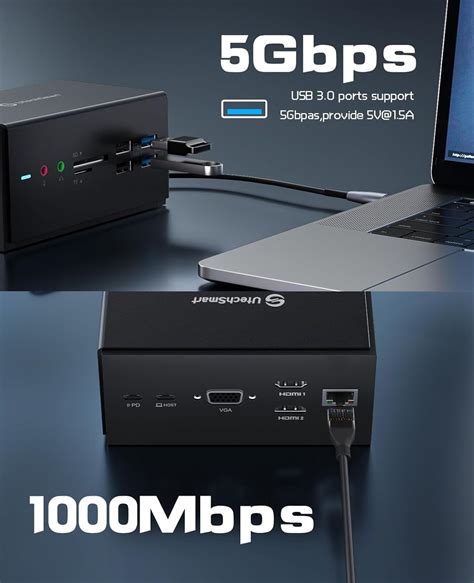 Estación de acoplamiento DisplayLink UtechSmart en estación de acoplamiento USB C para