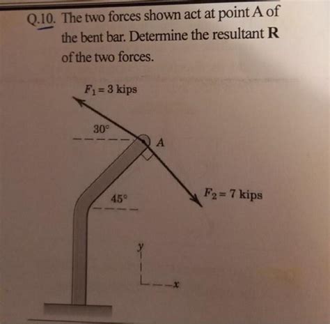 Solved Q10 The Two Forces Shown Act At Point A Of The Bent
