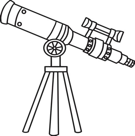 Telescopio Aislado Página Para Colorear Para Niños 10993598 Vector En