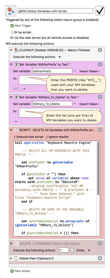 Km Delete List Of Km Variables Sub Macro Macro Library Keyboard