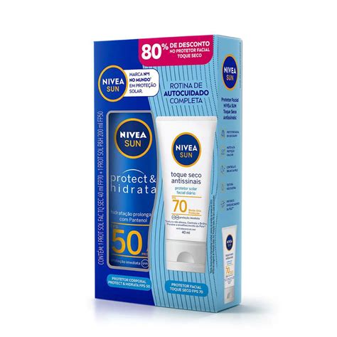 Kit Nivea Sun Protetor Solar Protect And Hidrata Fps50 200ml Protetor