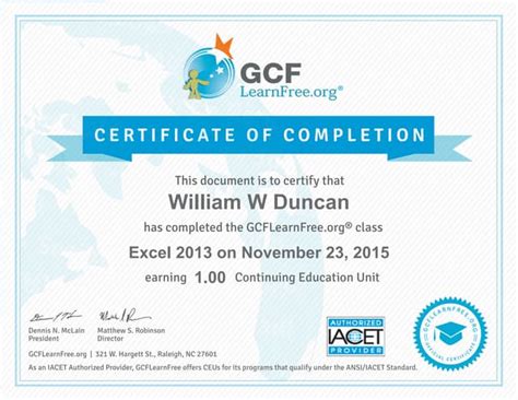 Excel Certificate Ppt