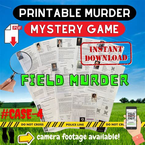 Instant Download Field Murder Case File Detective Game Digital Case