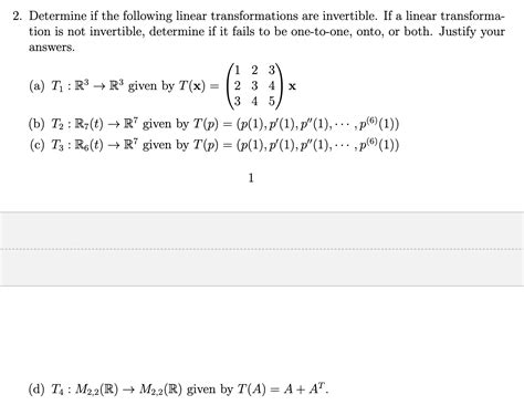 Solved Determine If The Following Linear Transformations Chegg