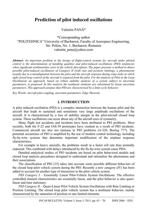 Pdf Prediction Of Pilot Induced Oscillations