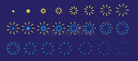 Fireworks Gold And Blue Flat Design Animation Motion Sequence Frame