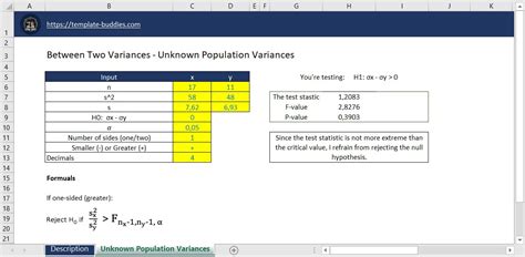 Hypothesis Testing Between Two Variances Unknown Population