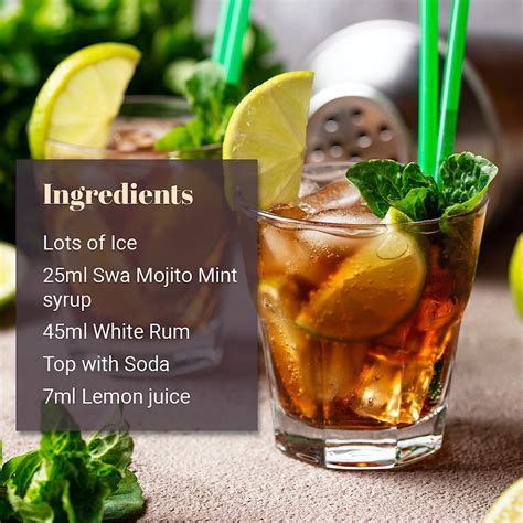 Swa Mojito Mint Flavored Syrup 250 Ml 100 Natural Syrup Drinkswa