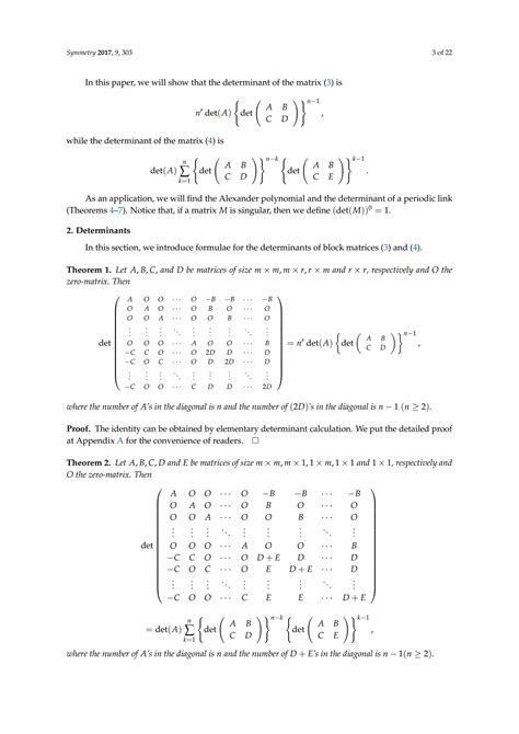 SOLUTION Determinant Formulae Of Matrices With Certain Symmetry And Its Applications Studypool