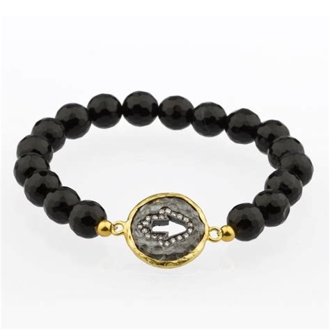 Onyx Crystal Hamsa Hand Of Fatima Evil Eye Bracelet On Luulla