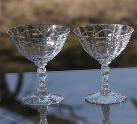 Vintage Crystal Cocktail Martini Glasses Set Of 4 Fostoria Circa