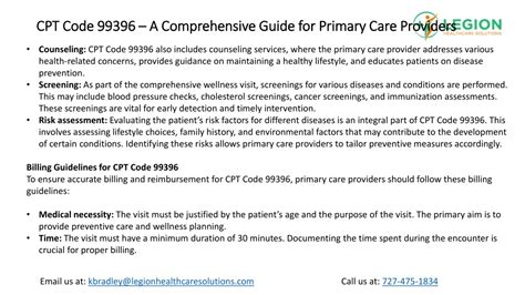 Ppt Cpt Code 99396 A Comprehensive Guide For Primary Care Providers