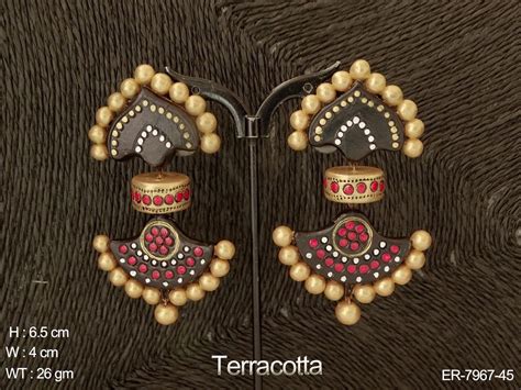 Black Gold Handmade Terracotta Earring Earrings Terracotta Earrings