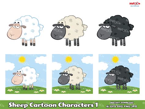 Sheep Cartoon Mascot Characters 1 Graphic By Hittoon · Creative Fabrica