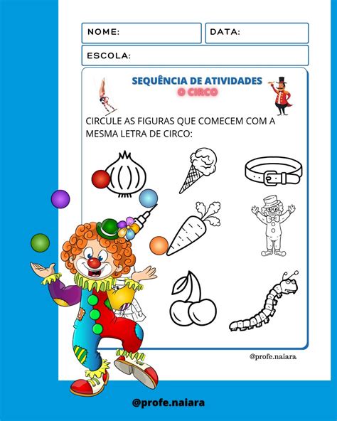 Sequência Dia Do Circo Naiara Materiais Pedagógicos