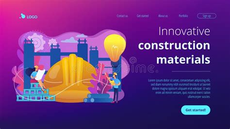 Innovative Construction Materials Concept Landing Page Stock Vector
