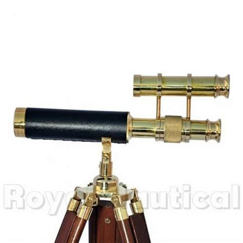 Ariva Decor Black Golden And Brown 16inch Double Barrel Brass Nautical