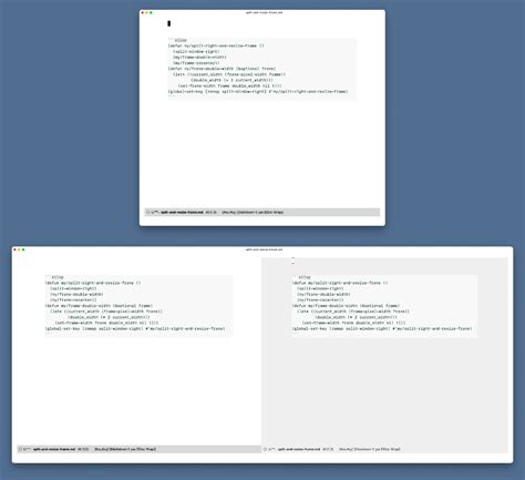 Split Window In Emacs And Resize And Recenter Frame To Make Room
