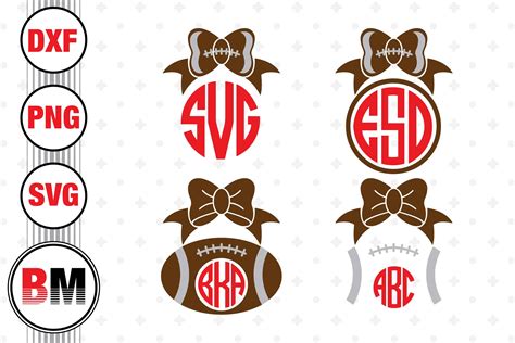 Bow Football Monogram Svg Png Dxf Files By Bmdesign Thehungryjpeg