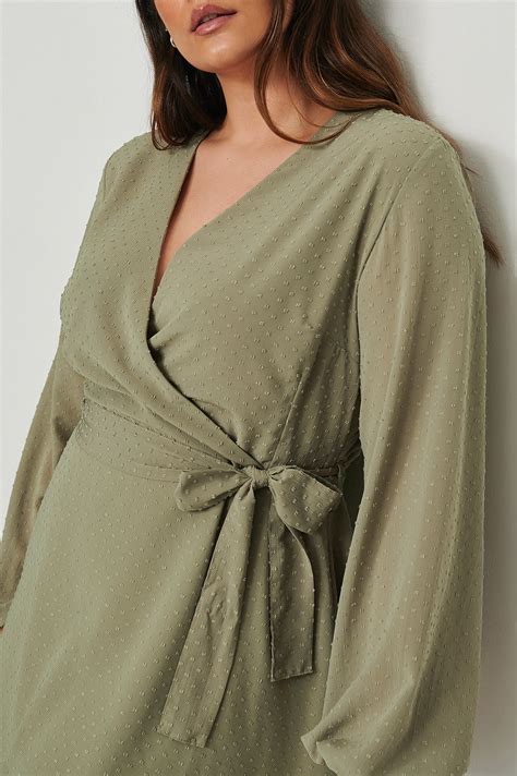 Dobby Overlap Mini Dress Green Na