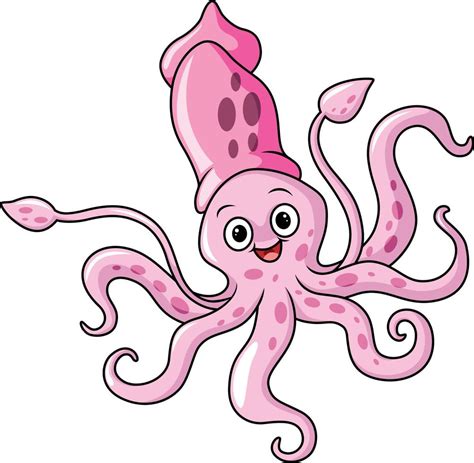 Cute Pink Squid Cartoon On White Background 19568551 Vector Art At Vecteezy