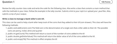 Solved Question 1 100 Points Review The Tally Counter Class