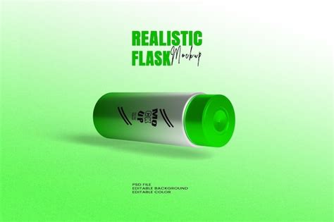 Premium PSD Closeup Of Reusable Steel Water Flask Editable Color