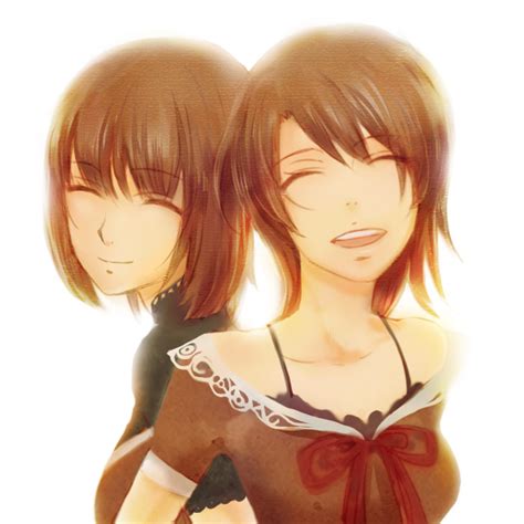 Safebooru Amakura Mayu Amakura Mio Blush Brown Hair Crimson Butterfly