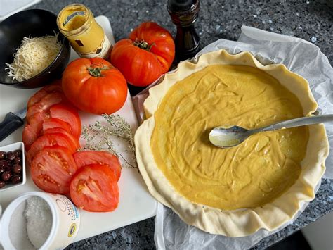 French Tomato Tart With Dijon Mustard And Puff Pastry