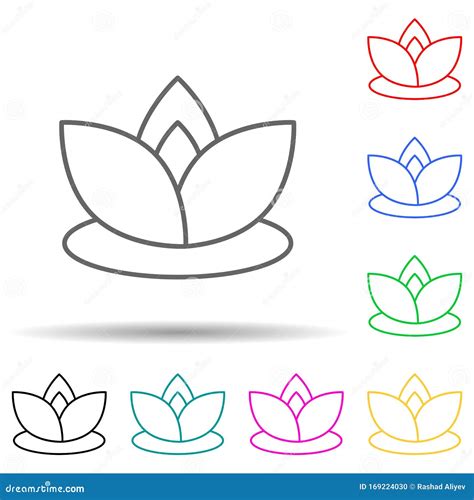 Lotus Multi Color Style Icon Simple Thin Line Outline Vector Of