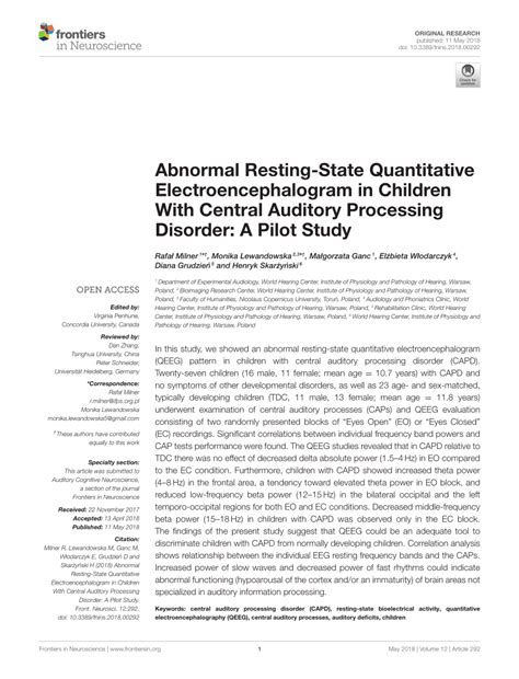 Pdf Abnormal Resting State Quantitative Electroencephalogram In