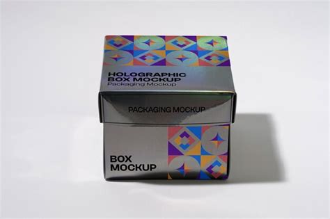 Premium Psd Holographic Square Box Mock Up Design