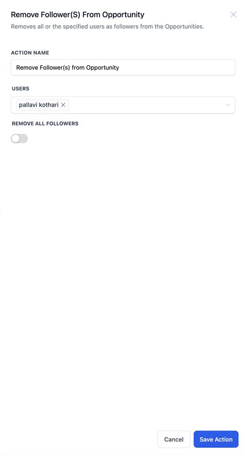 Workflow Action Remove Followers From Opportunity Highlevel Support