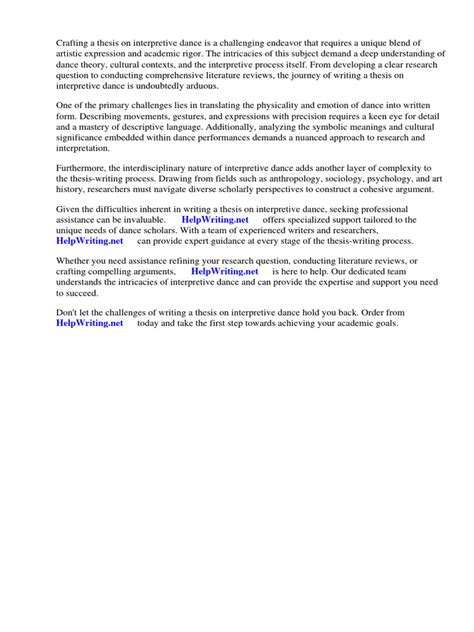 Thesis Interpretive Dance Pdf Dances Essays