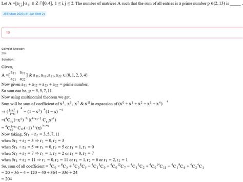 Let A ⌊aij ⌋⋅aij ∈z∩[0 4] 1≤i J≤2 The Number Of Matrices A Such That The