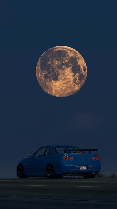 R34 Gtr The Good Looking Tc2 Moon Nice And Clean Phone Wallpaper