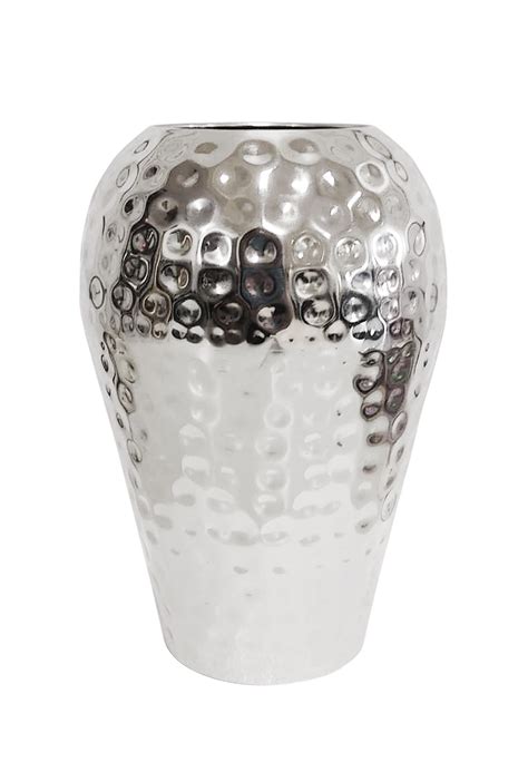 Hosley 10 Inch High Hammered Iron Vase Handcrafted By Artisans Using