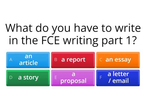 B FCE Writing Part Essay Quiz
