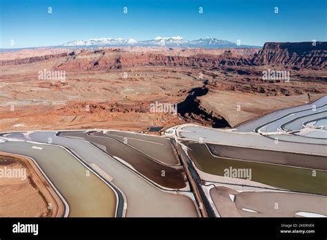 Evaporation Ponds At A Potash Mine Using A Solution Mining Method For Extracting Potash Near