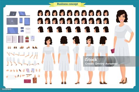 여성 관광 휴가 여행자 캐릭터 생성을 설정합니다 전체 길이 조회 감정 제스처 황갈색 피부 색조 백색 배경 당신의 자신의 디자인을 구축 합니다 등장인물에 대한 스톡 벡터 아트