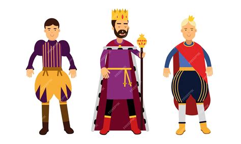 Premium Vector Medieval People Characters With King Wearing Mantle