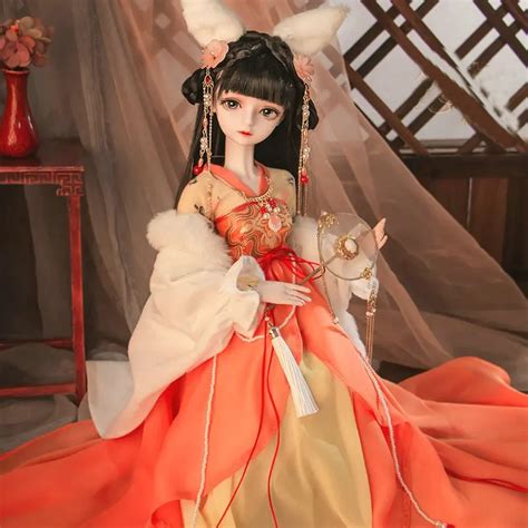 손으로 그린 메이크업 13 Bjd 인형 풀 세트 60cm 관절 큰 여우 요정 공 관절 인형 장난감 여자 선물null